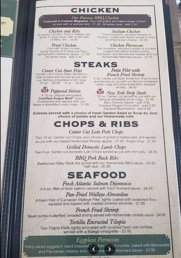The Range Line Inn Restaurant Menu | Classic American Dining in Mequon, WI